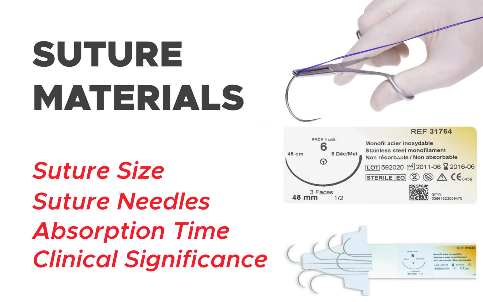 Suture Materials: Suture Size, Absorption Time, Suture Needles and ...
